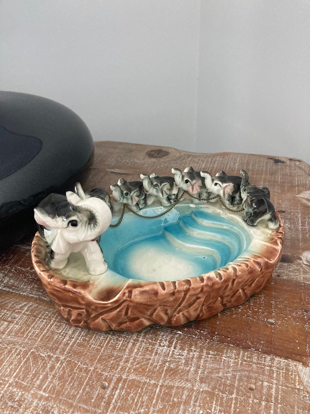 Vintage Elephant Family Ashtray - Ceramic Elephants Vintage Ashtrays ...