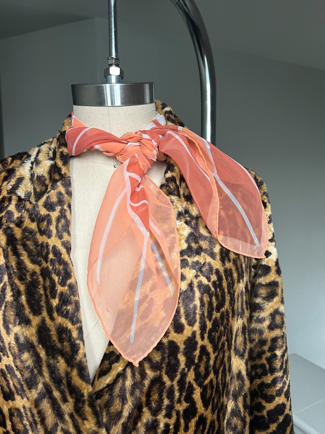 Orange Striped Scarf Vintage Headscarf Vintage Scarves Hair Scarves ...