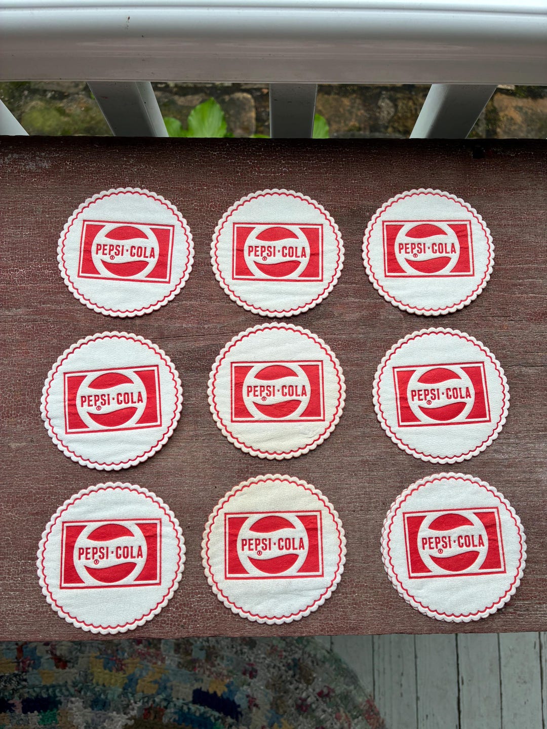 Vintage Pepsi Cola Coasters - Rare Set of 9 Fabric Paper 1960s-1970s ...