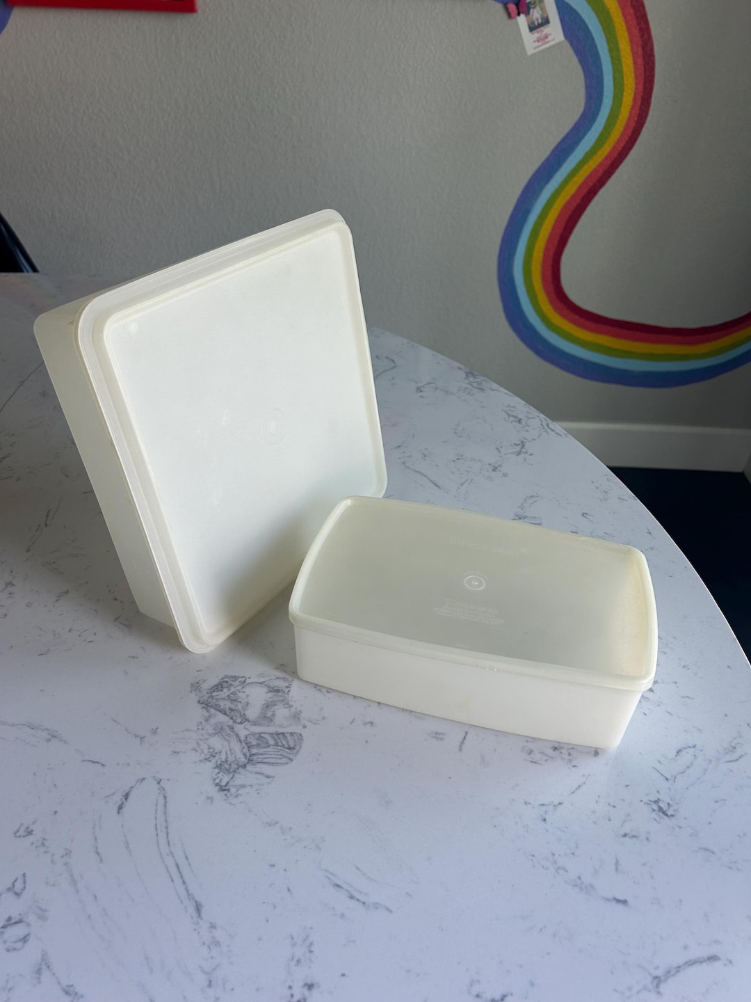 White Tupperware Squares - Retro Kitchen Food Storage Container ...