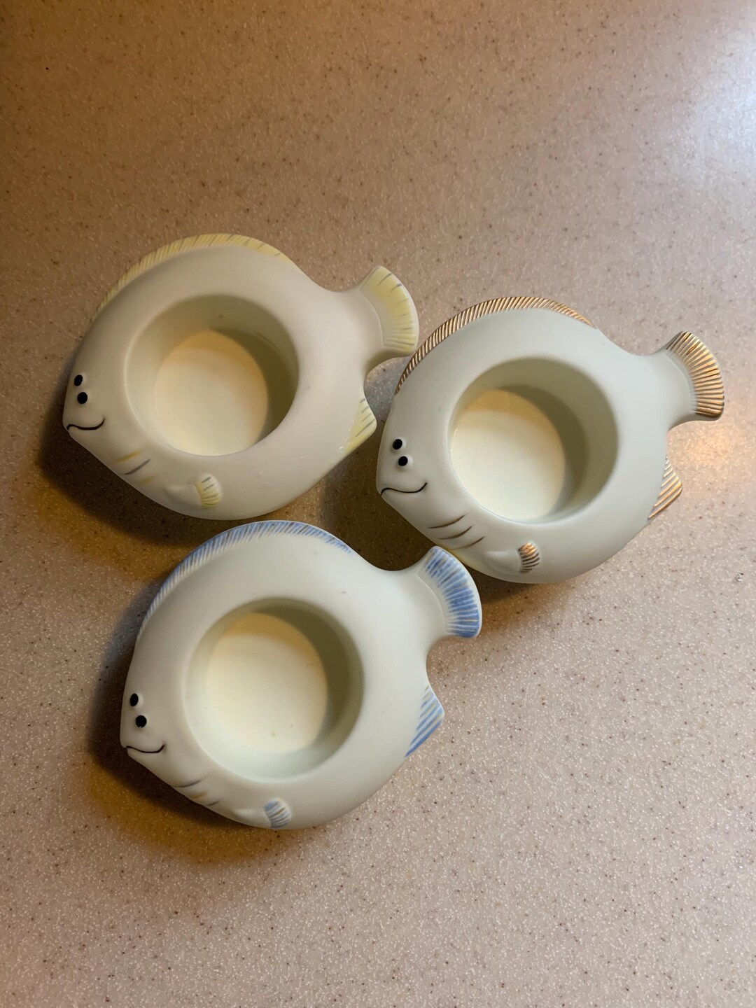 Fish Tealight Candle Holders- Set of 3 Partylite Aqua Pals Floating ...