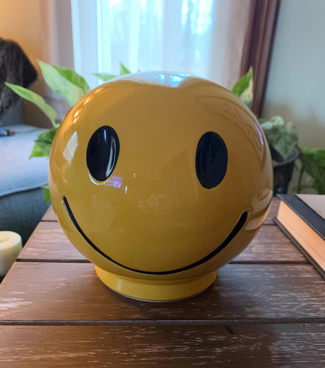Smiley Face Coin Bank- Vintage Smiley Face Made in USA 1970s Yellow ...