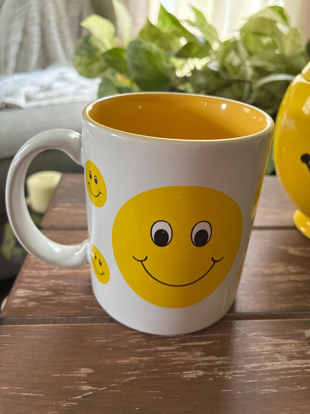 Smiley Face Mug - Vintage 90's Smile Face Happy Yellow Smiling Cute ...