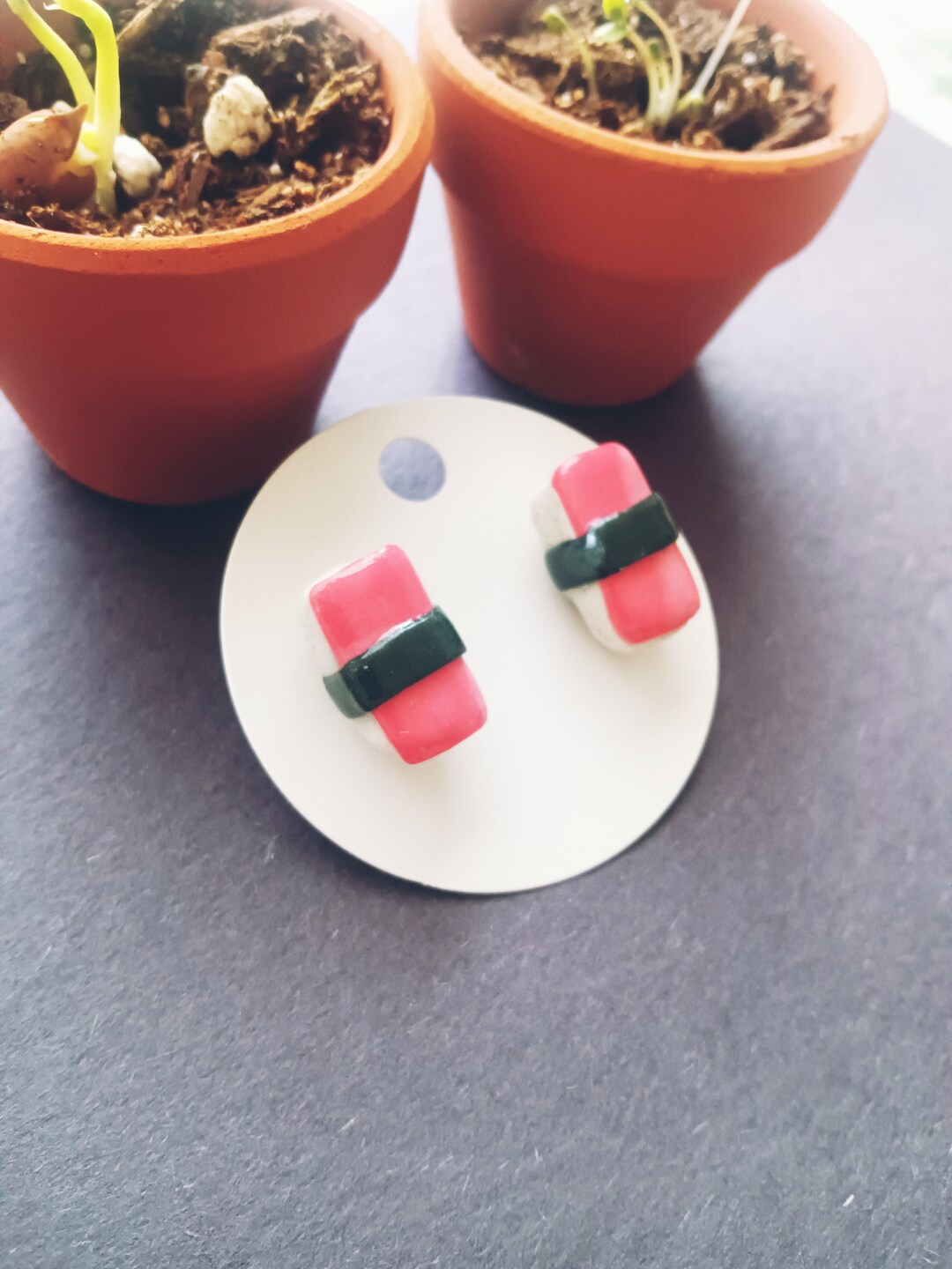 Sushi Nigiri Tuna Rice Polymer Clay Earrings Stud Handmade - Etsy