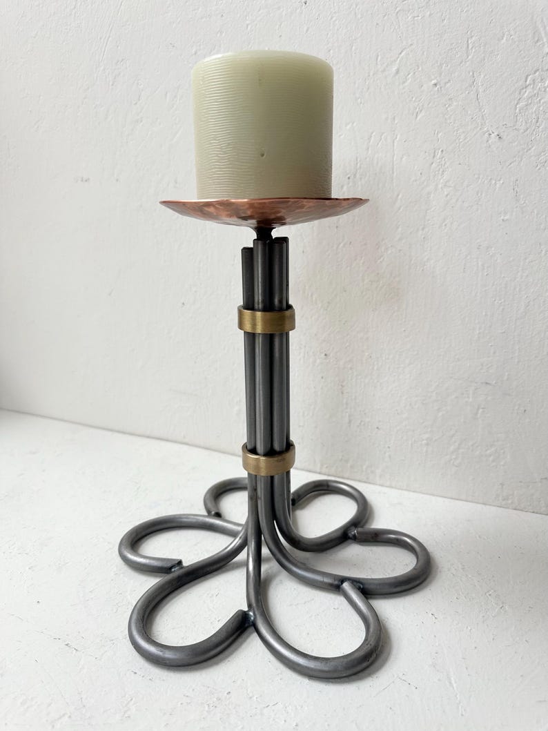 Vintage Twisted Mixed Metal Brutalist Hand Forged Silver Copper Brass ...