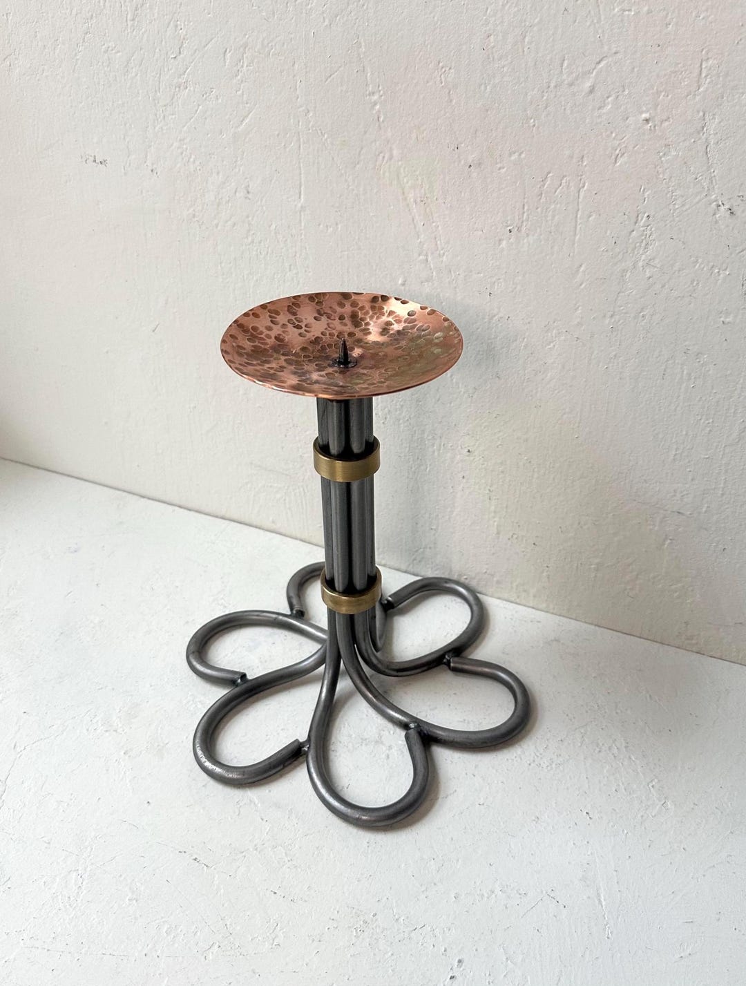 Vintage Twisted Mixed Metal Brutalist Hand Forged Silver Copper Brass ...