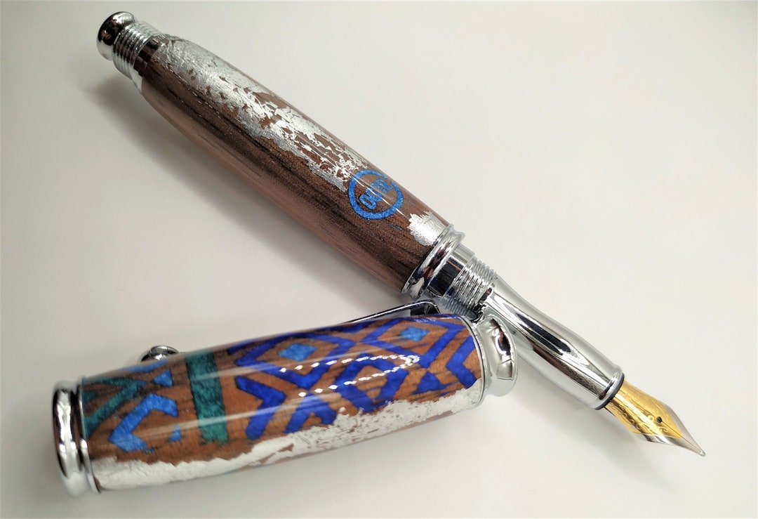 Handmade Wooden Fountain Pen , Inlay Technique, Birthday Gift ...