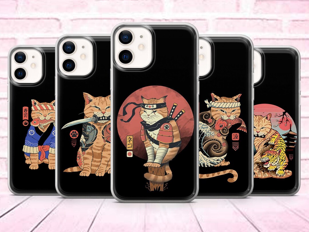 Neko Ramen Phone Case Japanese Cat Cover Fit for iPhone 11,12,13, 8 ...