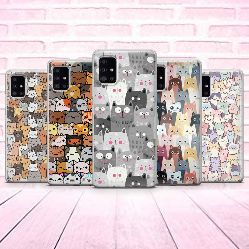 Cat Pattern Phone Case Kawaii Cat Kitten Meow Neko Cover Fit for iPhone ...