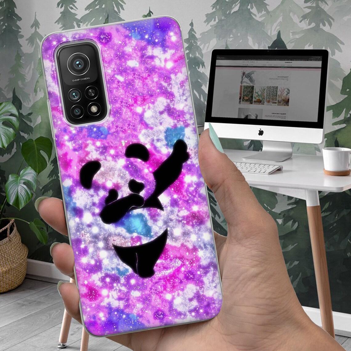 Watercolor Panda Phone Case Panda Cover Fit for iPhone 11,12,13, 8+, XS ...