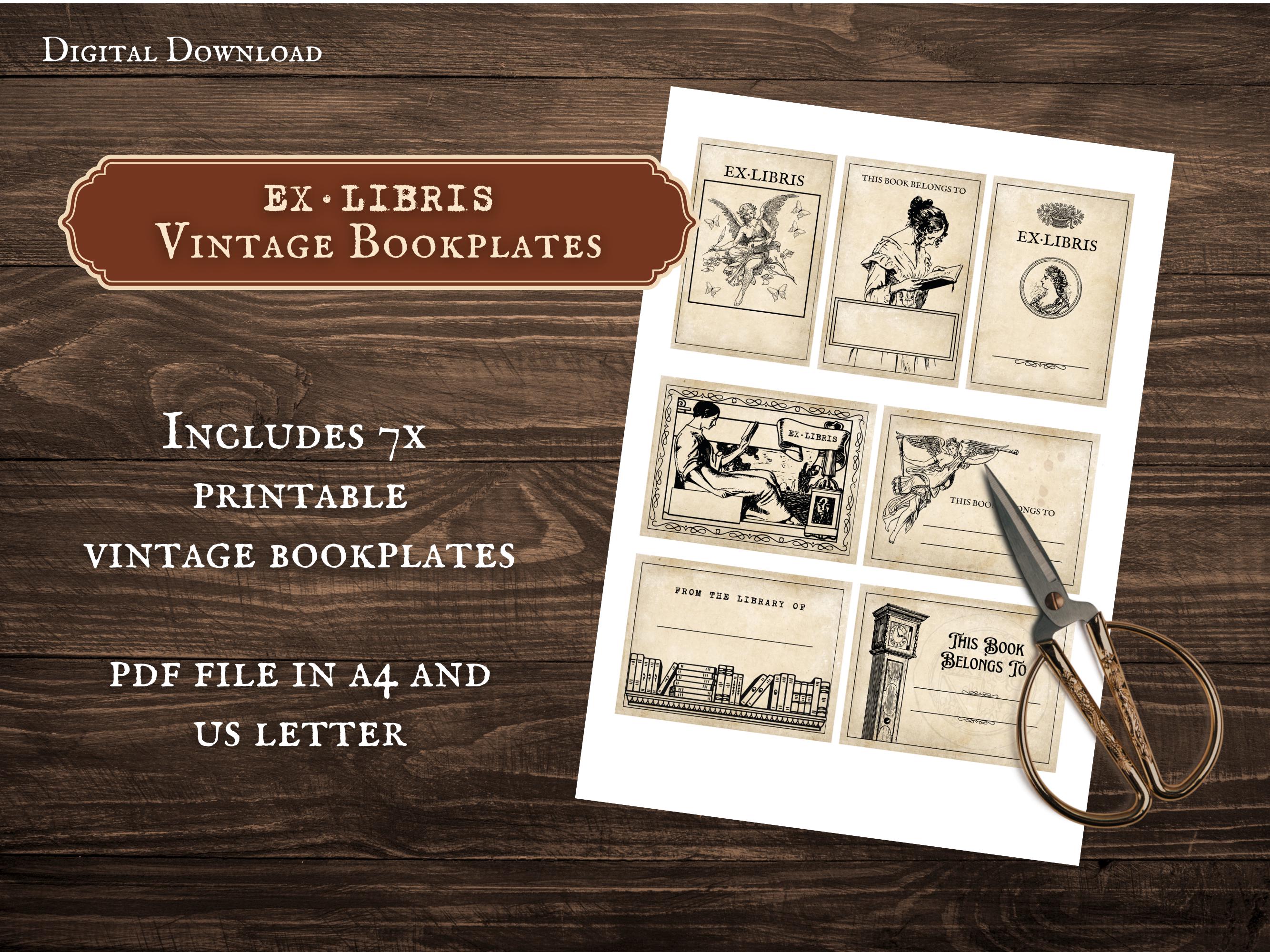 Printable Vintage Bookplates | Dark Academia Printables, Ex Libris ...