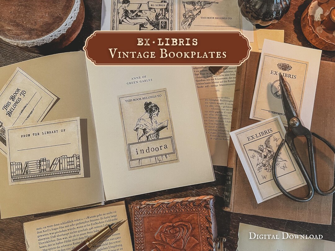 Printable Vintage Bookplates | Dark Academia Printables, Ex Libris ...