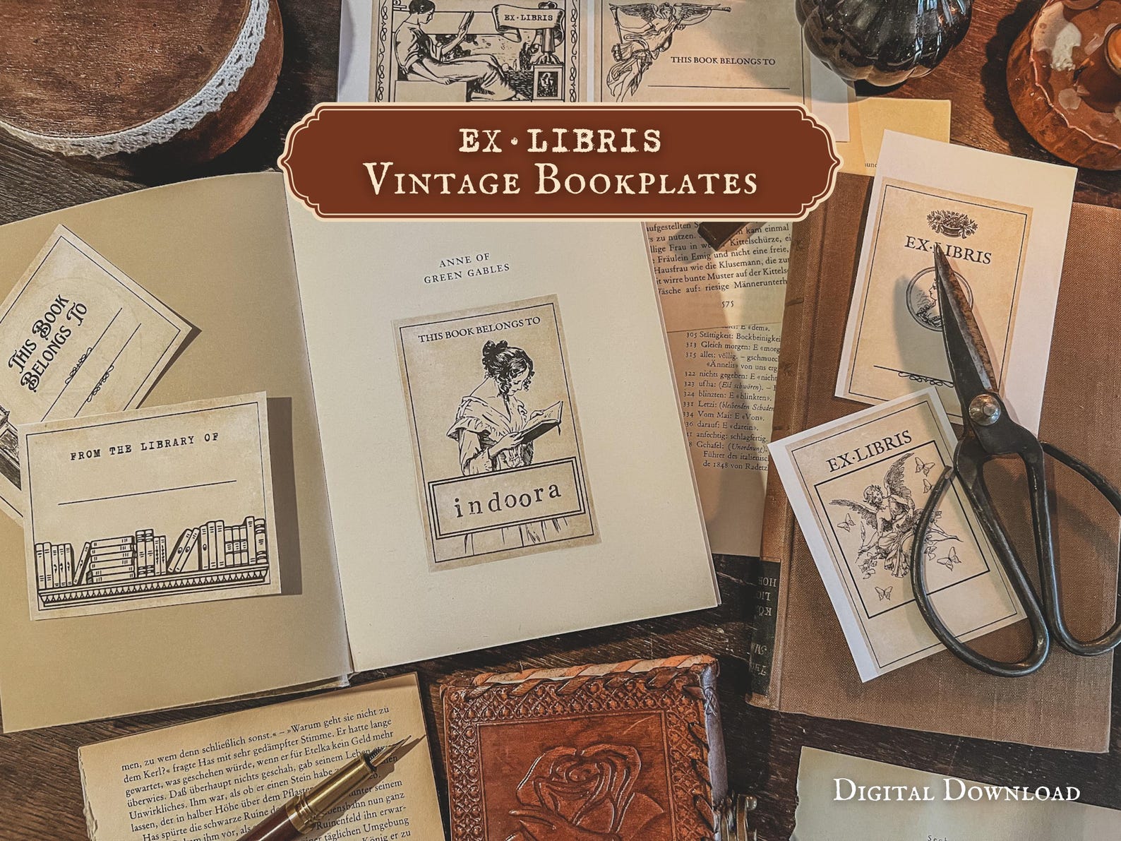 Printable Vintage Bookplates | Dark Academia Printables, Ex Libris ...