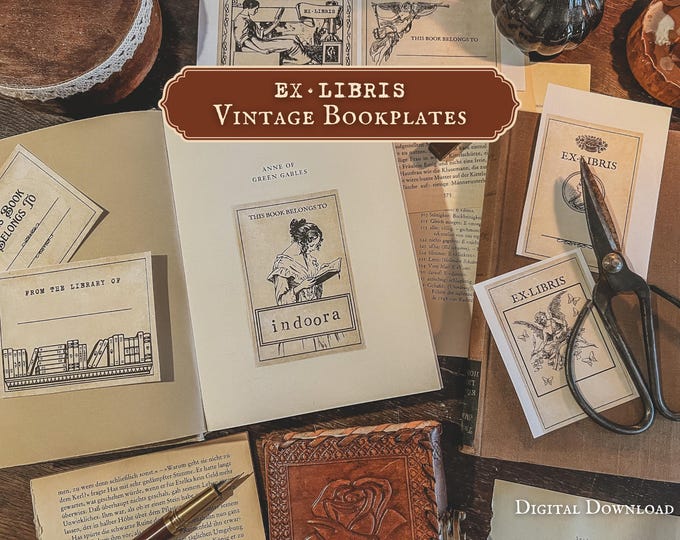 Printable Vintage Bookplates | Dark Academia Printables, Ex Libris ...