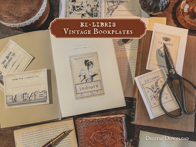 Printable Vintage Bookplates | Dark Academia Printables, Ex Libris ...