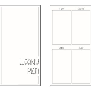 A6 Sheets for 6 Rings Binder / Vertical Weekly View / Week on 2 Pages ...
