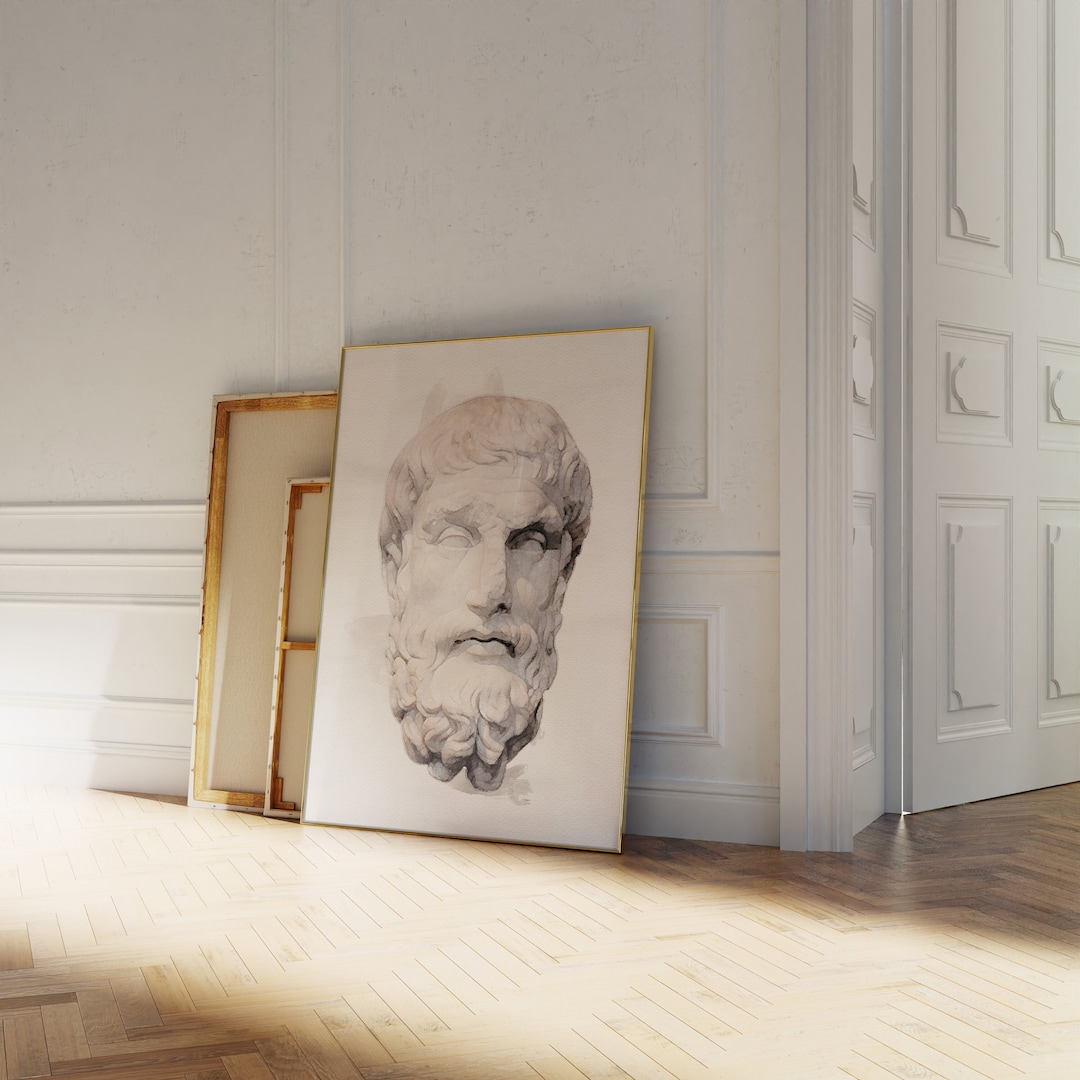 Epicurus Portrait: Vintage Philosophy Art Print, Digital Drawing ...
