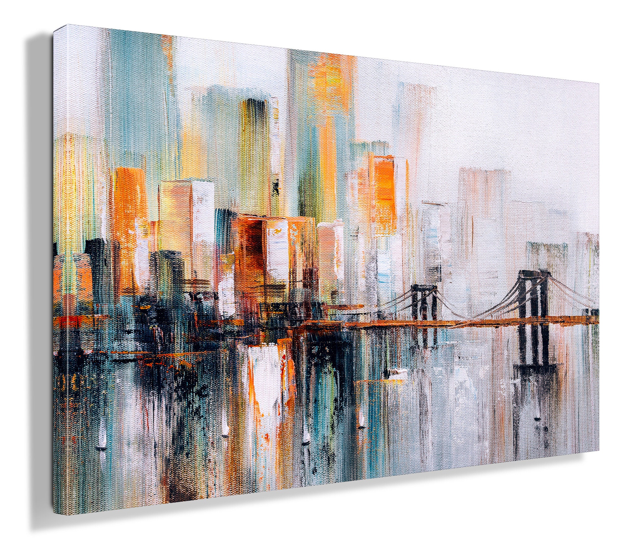 Abstract wall art Abstract Oil Painting of Brooklyn Bridge | Etsy