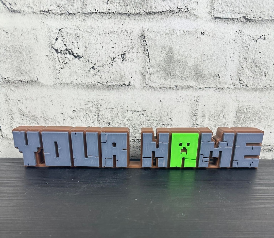 Custom Name Minecraft Style Plate Sign | Desk Name | Room Decoration - Etsy
