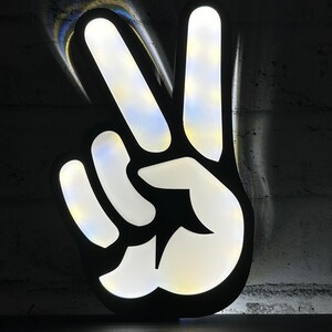 V Sing Peace Hand Led Lightbox Sign | Lamp | Kids Baby Room Decoration ...