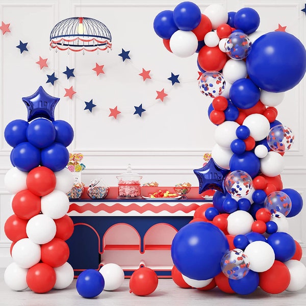 Red Blue and White Balloon Arch - Etsy UK