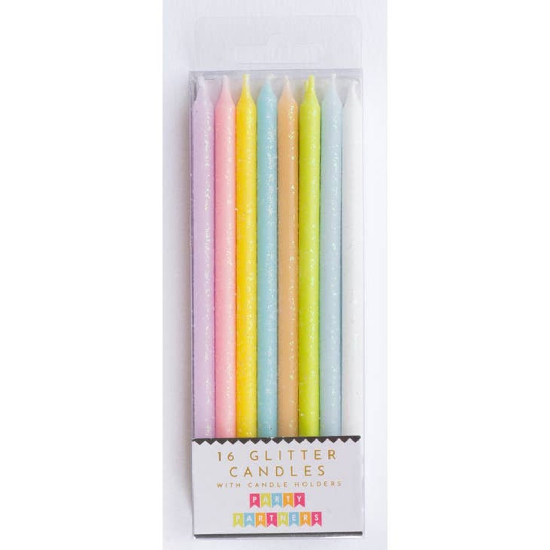 Pastel Glitter Rainbow Candles set of 16 Rainbow Birthday Candles ...