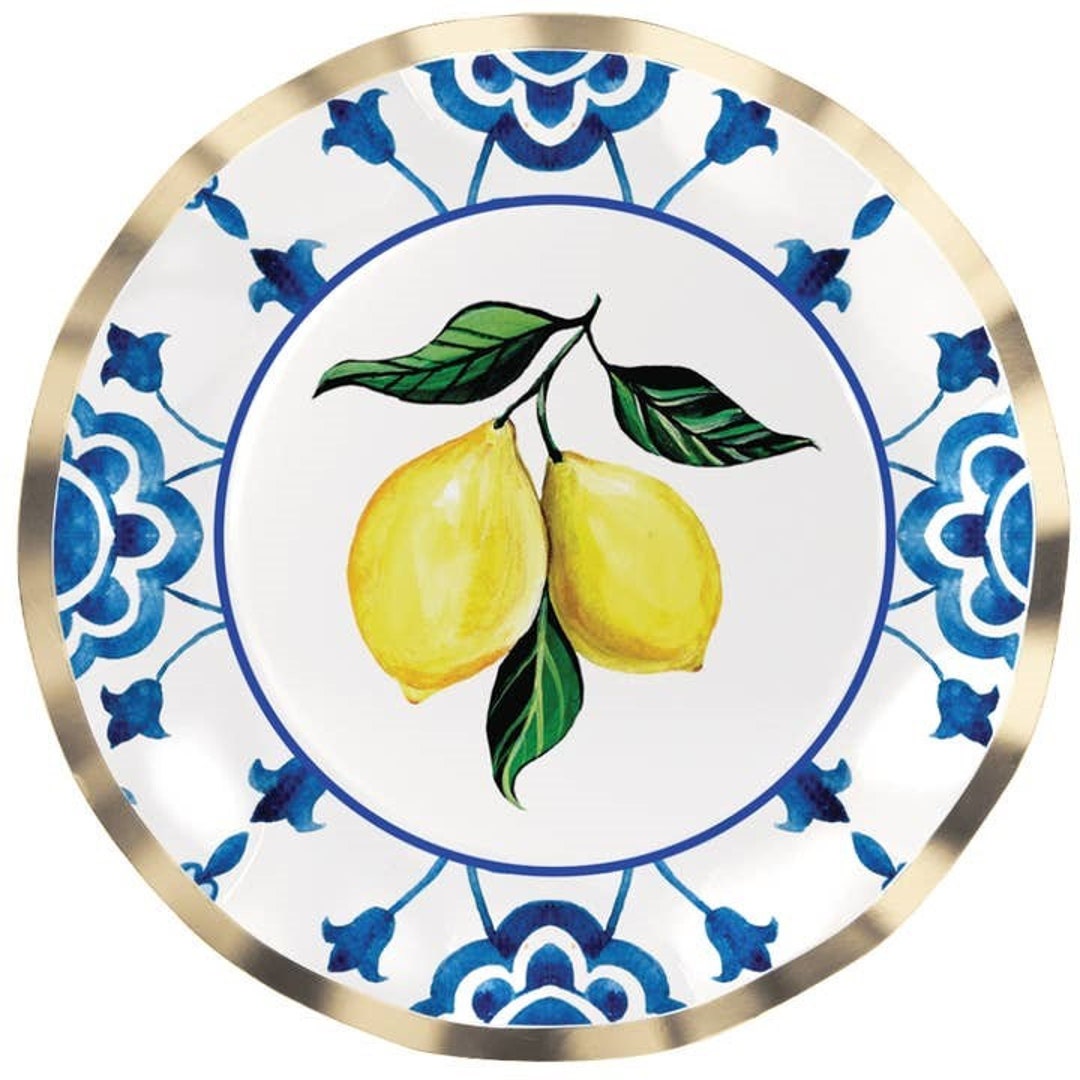 Lemon Designed Dinner Plates (set of 8) - Bridal Shower Décor - Baby ...