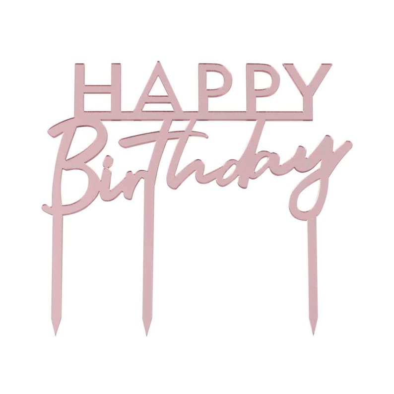 Pink Acrylic Happy Birthday Cake Topper Pink Themed Birthday Party Pink ...