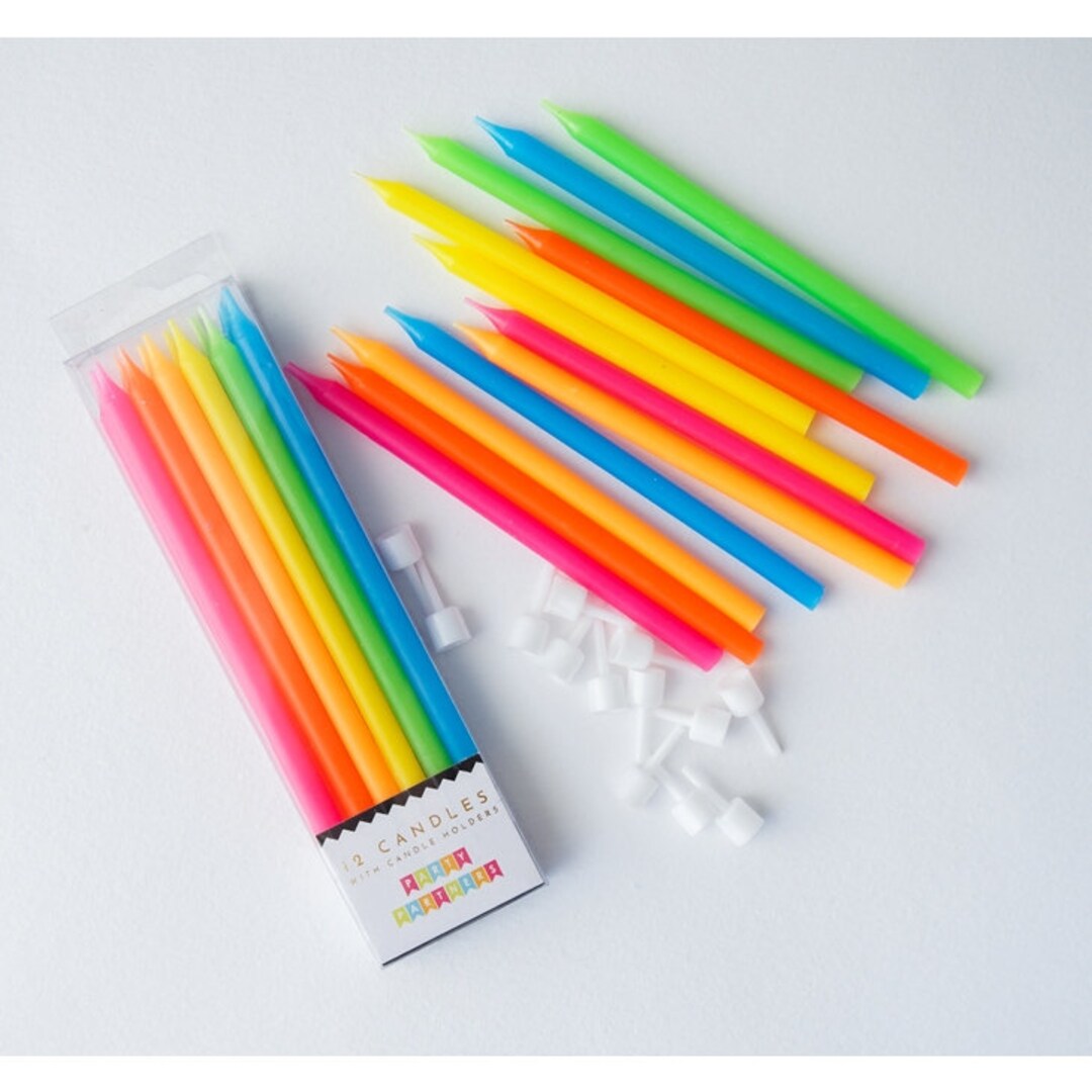 Neon Rainbow Birthday Candles (set of 12) - Birthday Cake Candles ...