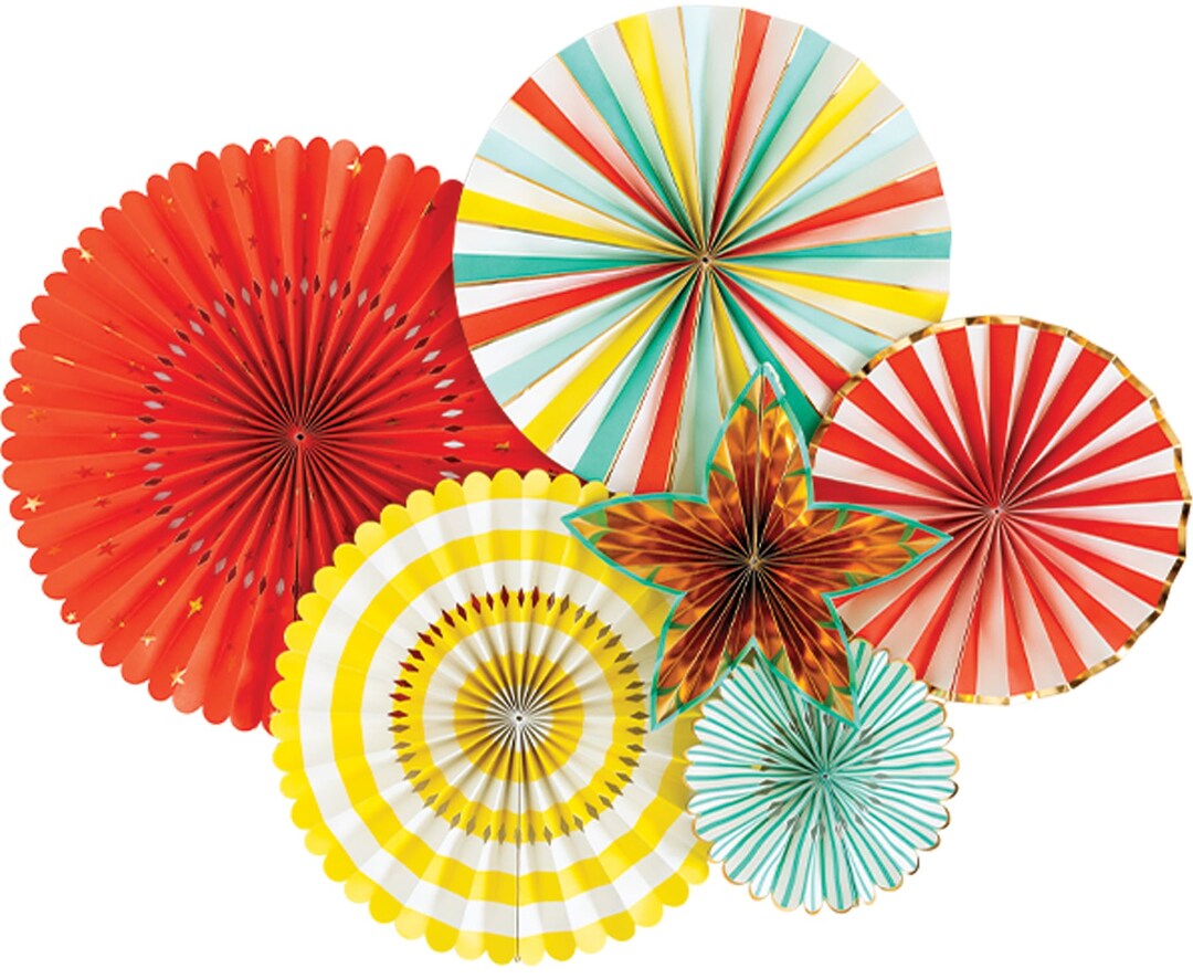 Circus Party Fans (6 Ct.) - Carnival Party Fans - Under the Big Top ...