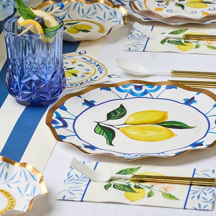 Lemon Designed Dinner Plates (set of 8) - Bridal Shower Décor - Baby ...