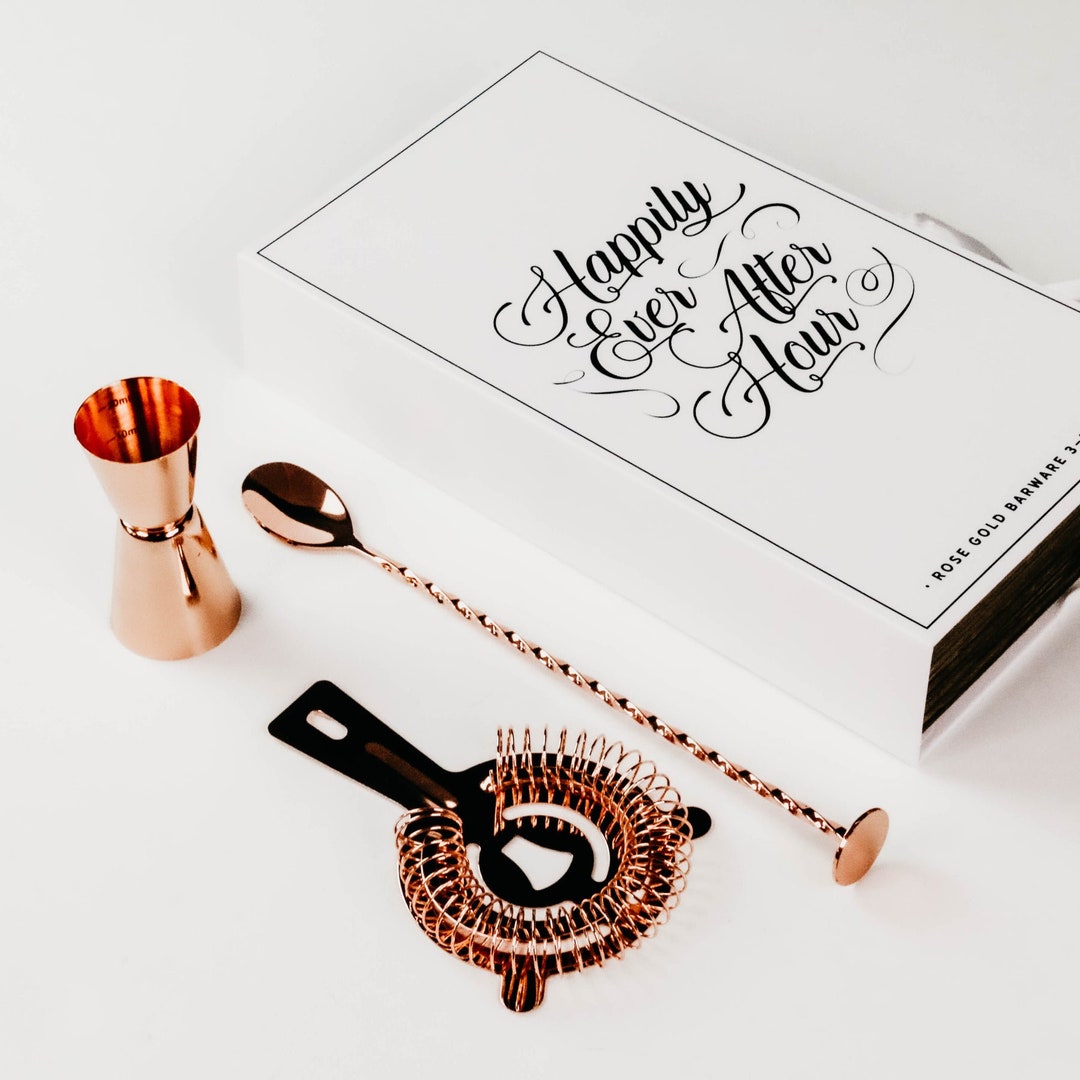 Rose Gold Barware Gift Set (3-piece Set) - Wedding Gift Ideas - Bridal ...