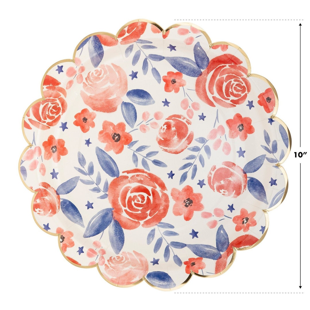 Floral Paper Plates (set of 12) - Elegant Watercolor Floral Dinnerware ...