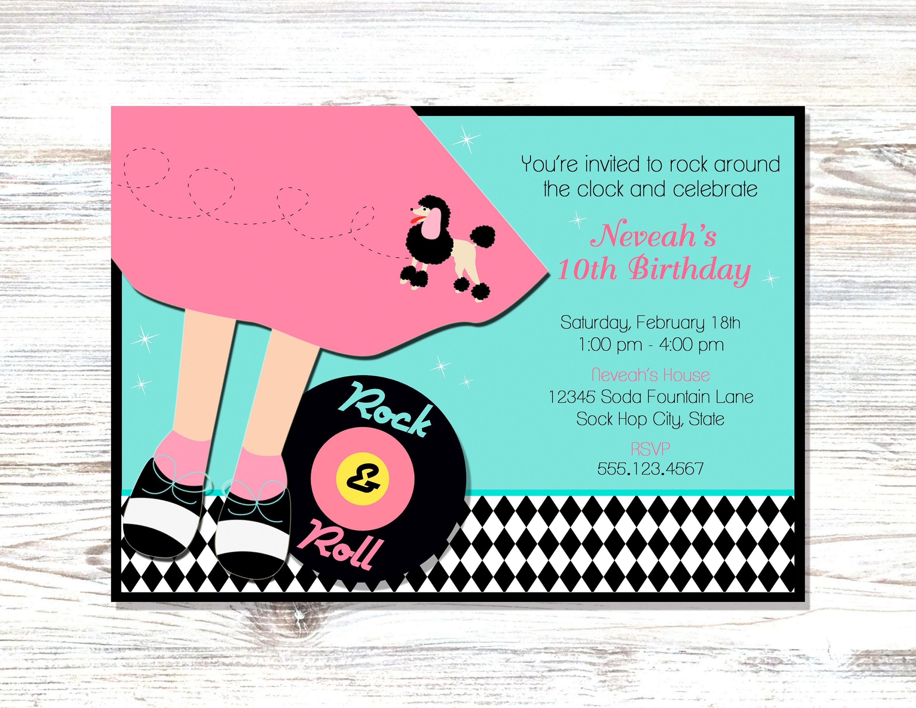 Sock Hop Birthday Invitation 50's Sock Hop Party 50's Theme Party Sock ...