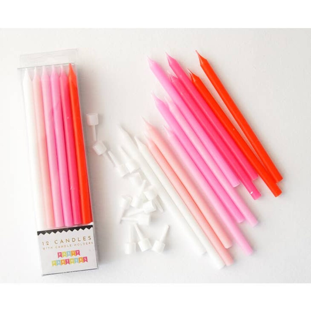 Pink Birthday Candles (set of 12) - Birthday Cake Candles - Specialty ...