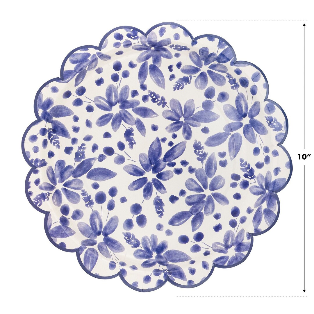 Blue Floral Paper Plates - Floral Plates - Bridal Shower Decorations - Etsy