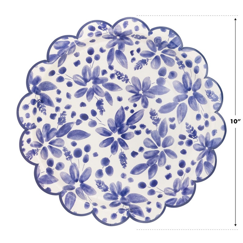 Blue Floral Paper Plates - Floral Plates - Bridal Shower Decorations - Etsy