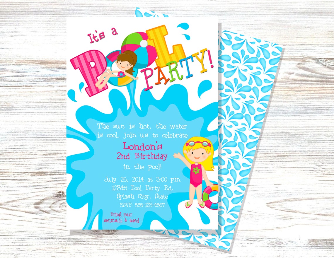 Pool Party Invitation - Pool Theme Birthday - Splash Party Invites ...