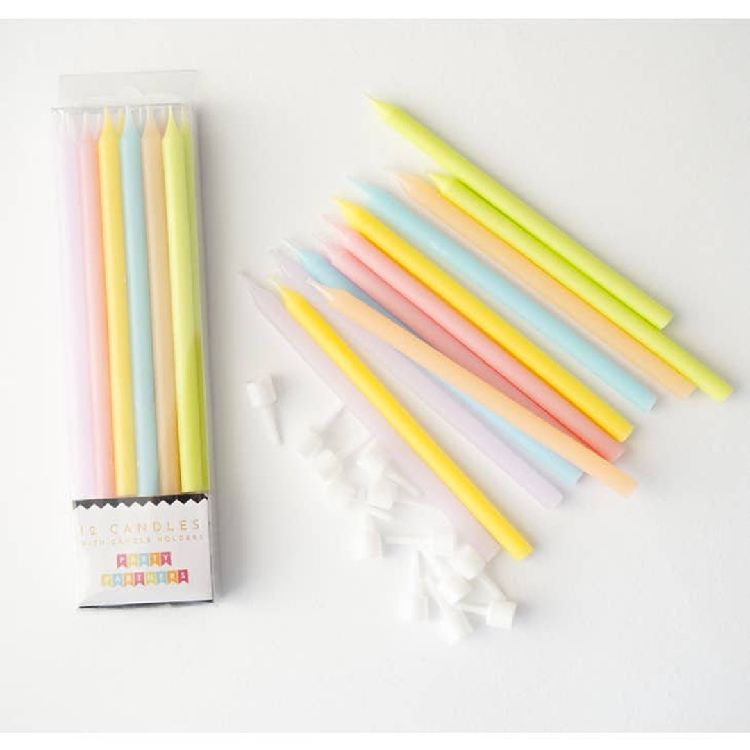Pastel Rainbow Candles (set of 12) - Rainbow Birthday Candles - Pastel ...