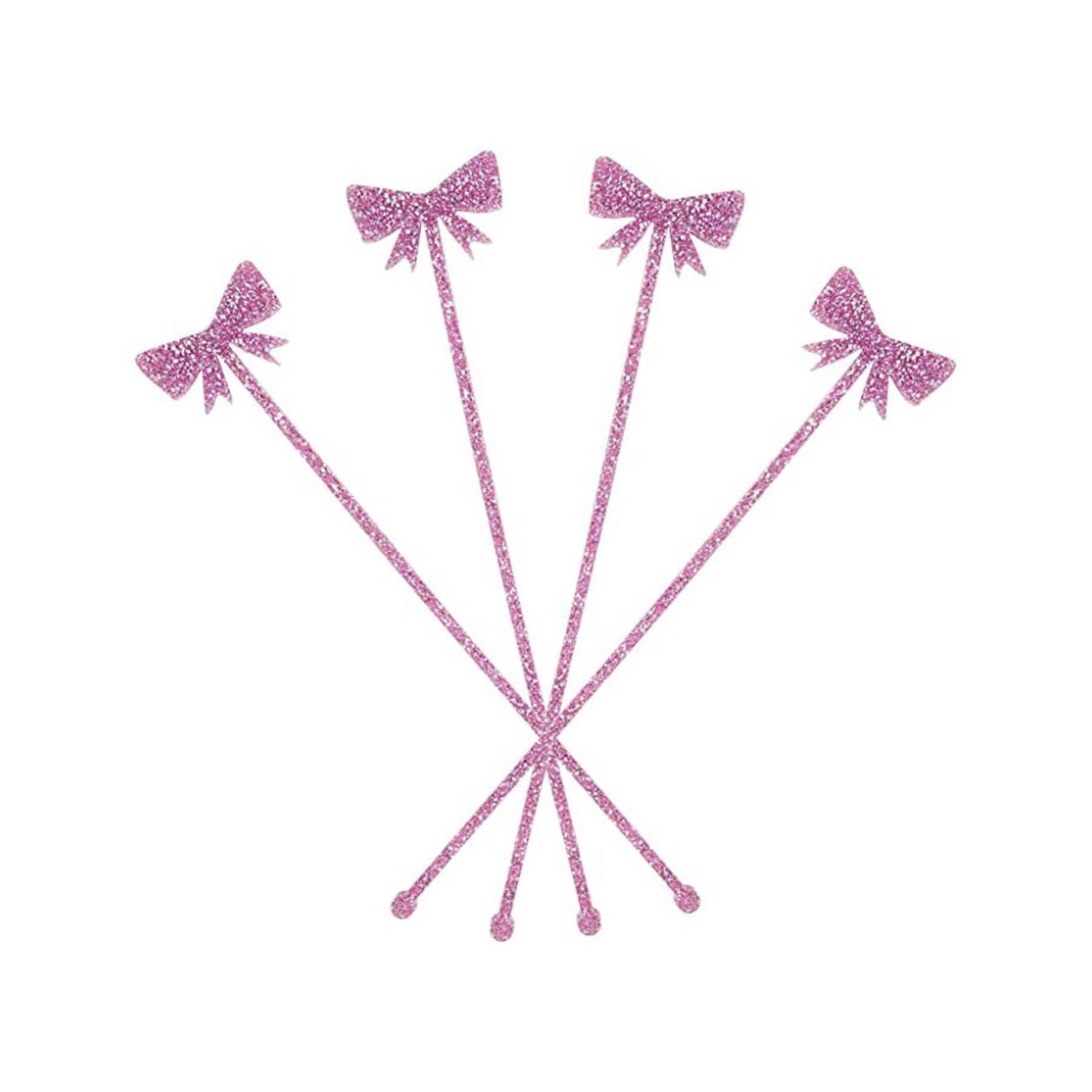 Pink Glitter Bow Drink Stirrers Acrylic Shaped Stir Sticks Bachelorette ...