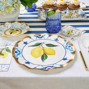 Lemon Designed Dinner Plates (set of 8) - Bridal Shower Décor - Baby ...