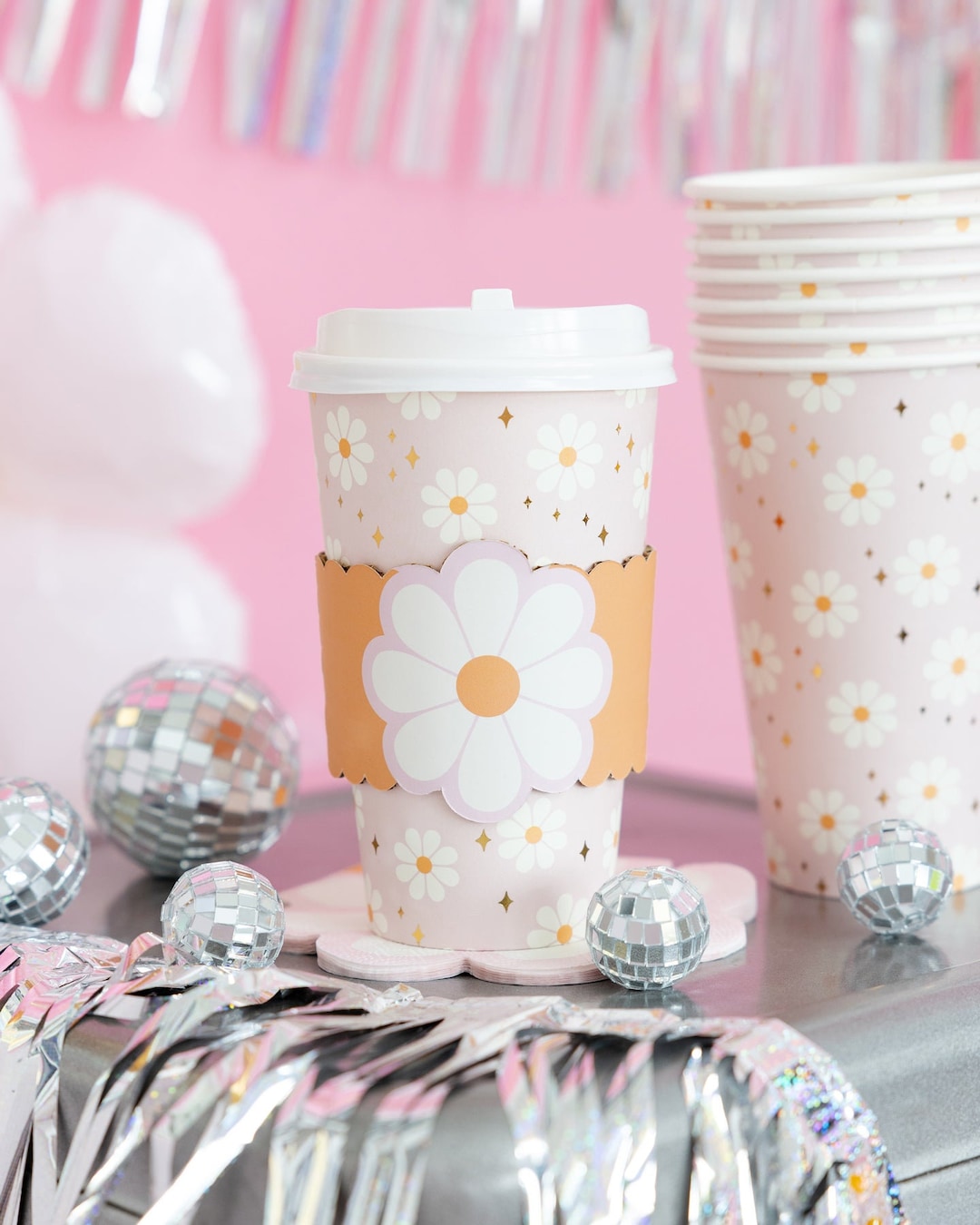 Disco Daisy Paper Cups - 70's Themed Party - Retro Birthday Party ...
