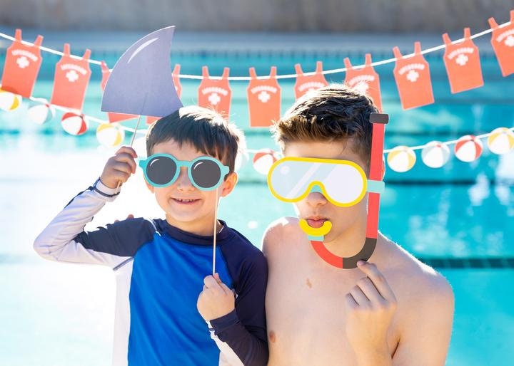 Pool Party Fans - Shark Party Backdrop - Pool Party Décor - Pool Party ...