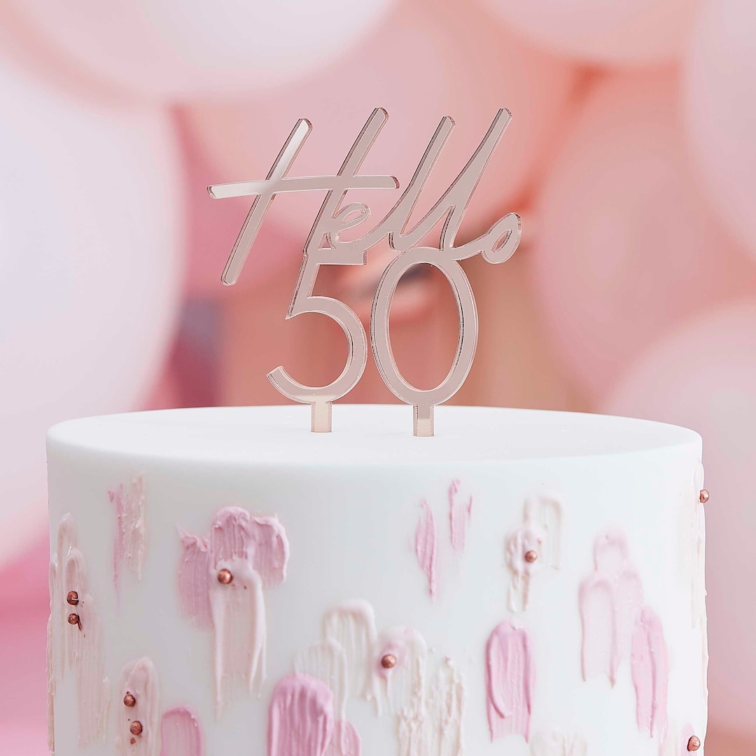 Hello 50 Cake Topper - 50th Birthday Cake Topper - 50th Birthday Party ...