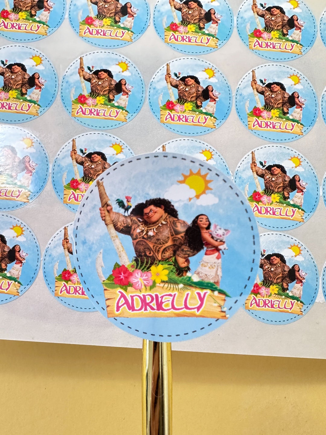 Moana Party Stickers, Round, 4.4cm, Sheet of 24 Units - Etsy UK