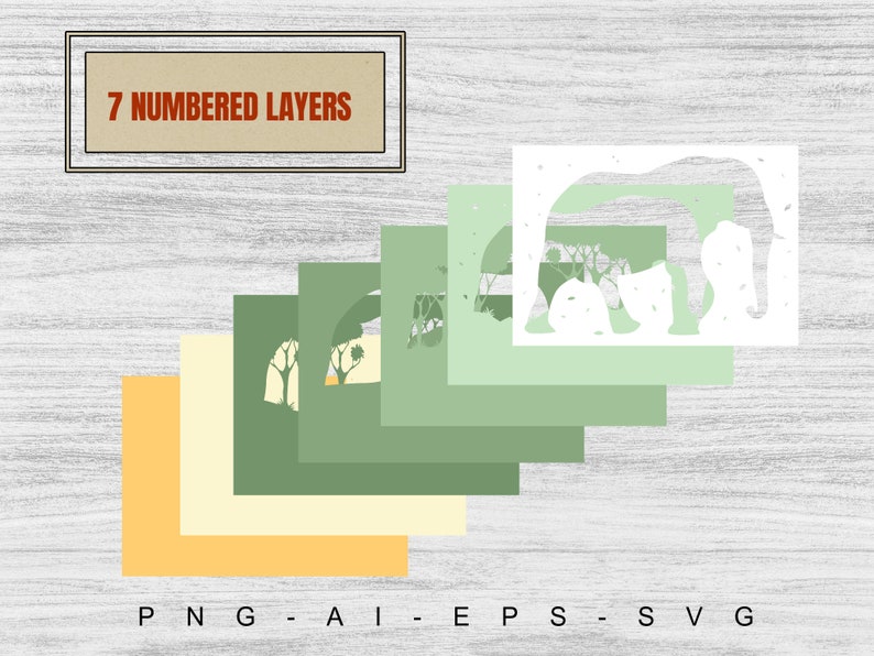 3d Layered Elephant Shadow Box Svg, Layered Files for Cricut, Paper Cut ...