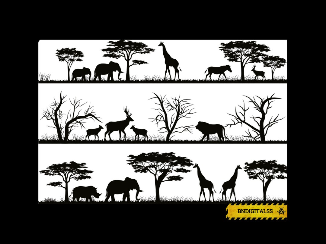 Africa Animals Silhouette SVG, Safari Animals Svg, African Animals Svg ...