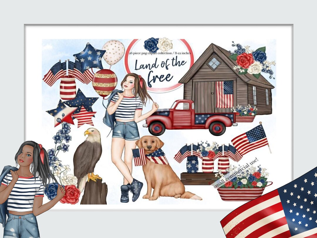 Watercolor 4th of July PNG, 4th of July Clipart Bundle, USA ...