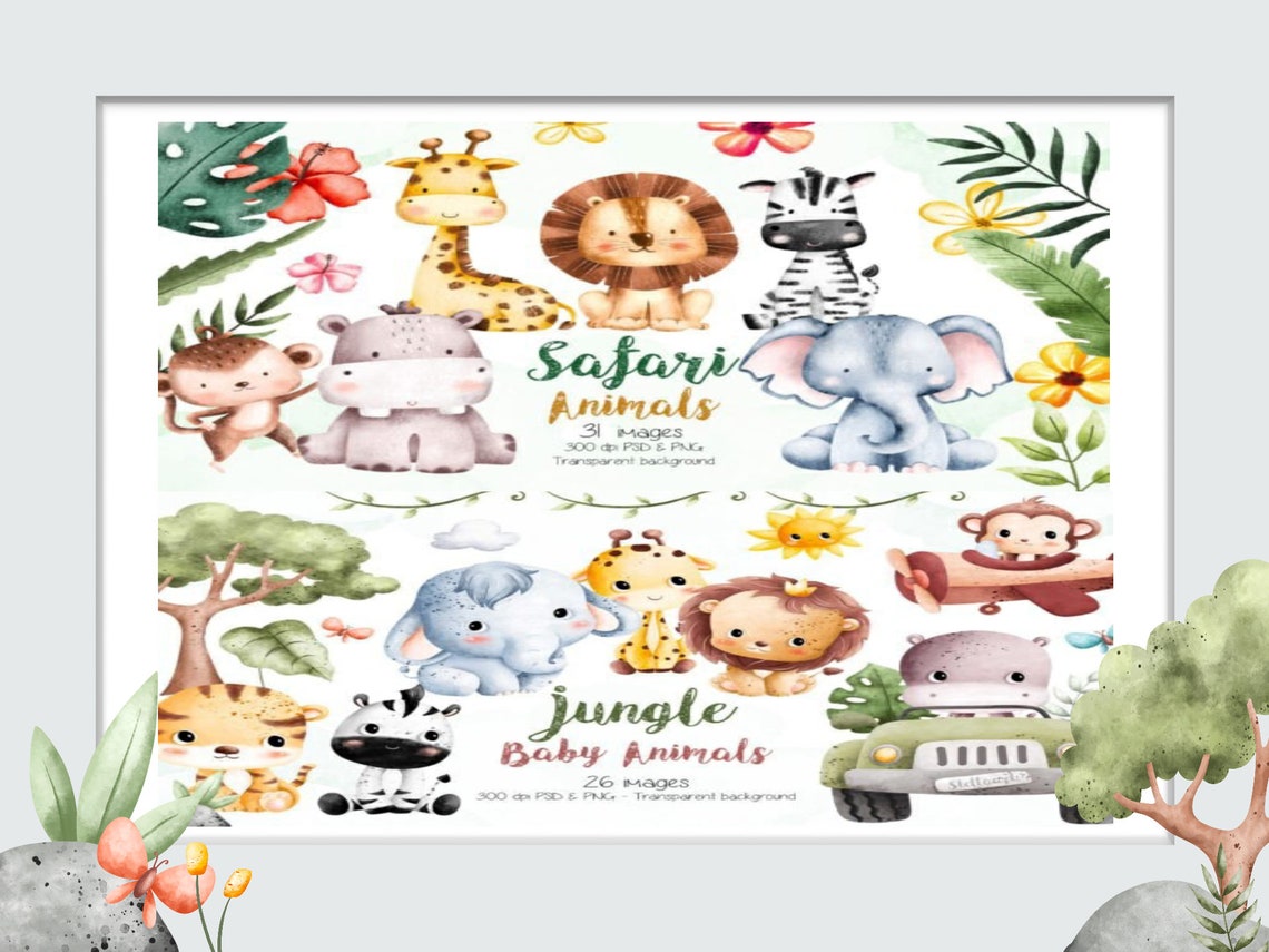 Safari Animals Png, Animal Svg, Jungle Animals Png, Cute Animals Png ...