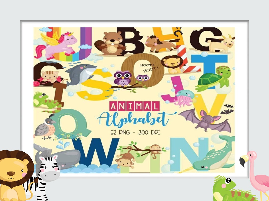 Watercolor Animals A-Z Clipart, Animal Alphabet Clipart, Alphabet ...